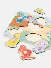 Sinsay - Dřevěné puzzle s úchyty a motivem dinosaurů - vícebarevná