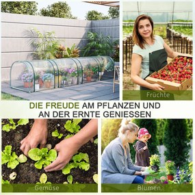 Outsunny Fóliový skleník s dveřmi Studený rám Rostlinná školka Rostlinný dům Fólie Ocel PVC Transparent 395 x 100 x 80 cm