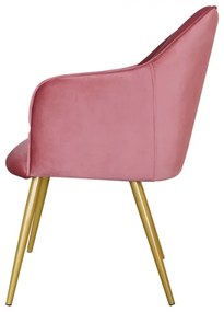 Růžová jídelní židle se zlatými nohami Twan – 58x56x83 cm