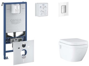 Grohe Rapid SLX - Set předstěnové instalace, klozetu, sedátka SoftClose a tlačítka Skate Cosmopolitan, Moon White SANI11BB3111