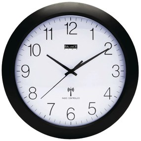 Nástěnné hodiny Balance řízené rádiem, Černé průměr 30 cm