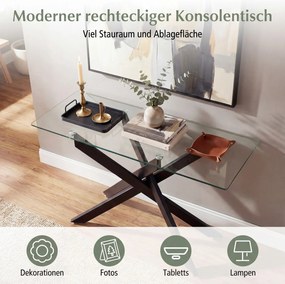 Costway Moderní skleněný stůl s deskou z čirého tvrzeného skla