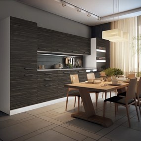 Kuchyňská linka Belini Premium Full Version 360 cm královský eben s pracovní deskou NAOMI  TOR NAOMI/0/WT/HK/B/B1