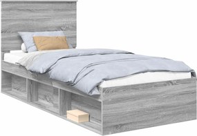 Rám postele Šedá Sonoma 100 x 200 cm Masivní borové dřevo 3409395