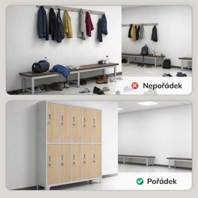 Šatní skříň BOZP 10-dveřová šedá / dub sonoma: Eco Design BARTEK 1360 x 1720 x 450 mm