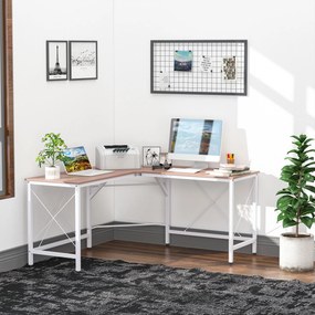 HOMCOM Psací stůl do tvaru písmene L Rohový psací stůl 150x150x76cm Rohový psací stůl z MDF v přírodní barvě pro domácí kancelář a pracovnu