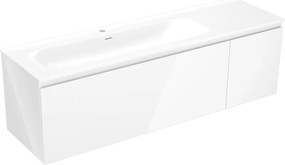 Mexen Orio, koupelnová skříňka 160 cm s umyvadlem Vela vlevo, 1S, 1D, bílá lesklá, 91A13-16047-3-BBFF00-W23L00