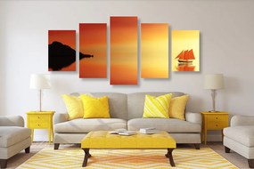 5-dílný obraz oranžová plachetnice Varianta: 100x50