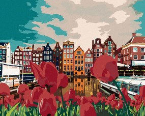 zuty malování podle čísel - tulipány v amsterdamu, 80x100 cm, bez rámu a bez vypnutí plátna