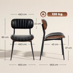 HOMCOM Jídelní židle 2dílná sada kuchyňských židlí moderní čalouněná židle s sedákem z umělé kůže, zakřivené opěradlo