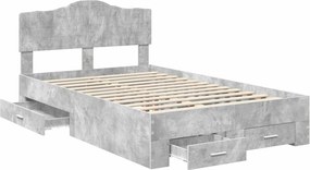 Rám postele s čelo Betonově šedá 120 x 190 cm Kompozitní dřevo 3413223