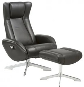 Lounge Chair RIGA s podnožkou, černá kůže House Nordic 1101070