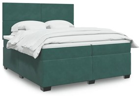 Box spring postel s matrací tmavě zelená 200x200 cm samet
