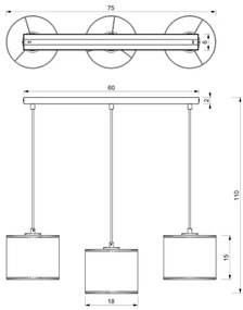 Lustr na lanku LOFT SHADE 3xE27/60W/230V černá