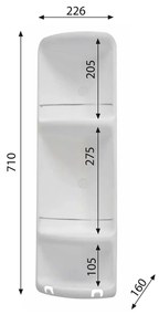 GEDY 7081 CAESAR třípatrová rohová polička do sprchy 22,6 x 71 x 16 cm, ABS plast, bílá