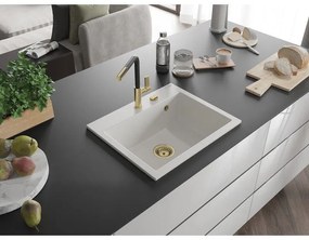 Mexen Oscar, 1-komorový granitový dřez 580x490x205 mm, bílá, 6519581000-20-G