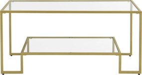 Stylový konferenční stolek, skleněný, tvrzené sklo, krásný, zlatý