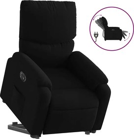 Elektrické zvedací polohovací křeslo černé textil 3204850