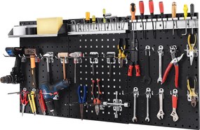 Costway Tool Wall Tool Děrovaná stěna se 3 tyčemi a 28 dílným závěsným