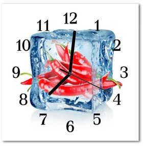 Nástenné skleněné hodiny Hot chili pepř s ledem