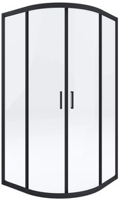 Deante Funkia, čtvrtkruhový sprchový kout s posuvnými dveřmi 80x80 cm, výška 185cm, 5mm čiré sklo, černý profil, KYP_N52K