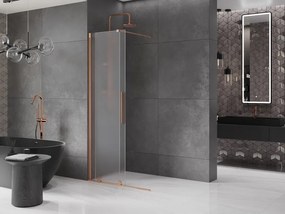 Mexen Velar, sprchová zástěna s posuvnými dveřmi Walk-in 75 x 200 cm, 8mm sklo námraza, měděná matná, 871-075-000-33-65