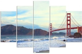 Obraz na plátně pětidílný New York Golden Gate - 100x70 cm