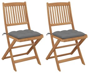Skládací zahradní židle s poduškami 2 ks masivní akáciové dřevo,  3064660