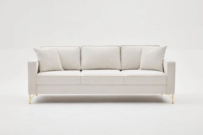 Hanah Home Třímístná pohovka BERLIN krémová se zlatou 222 cm 825BLC2797
