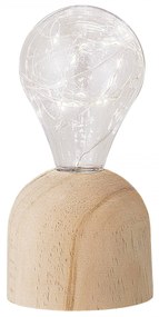Bloomingville Stolní lampa Paulownia Nature 16,5 cm, přírodní barva, dřevo, plast