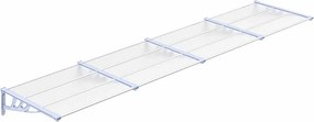 Vchodová stříška šedá a průhledná 396 x 90 cm polykarbonát 153696