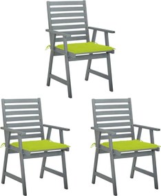 vidaXL Zahradní jídelní židle s poduškami 3 ks masivní akáciové dřevo [3064440] Barva: Modrá