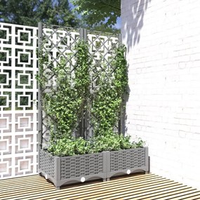 vidaXL Zahradní truhlík s treláží 80 x 40 x 121,5 cm PP [318260] Barva: světle šedá