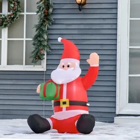 Aosom Santa Claus Vánoční dekorace, 1,2 m, samofukovací, LED, včetně ventilátoru, červená + bílá