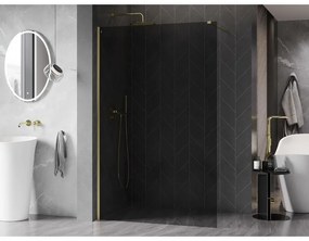 Mexen, Mexen Kioto-X sprchová stěna 100 x 200 cm, grafit 10 mm, zlatý kartáč - 800-100-101-55-40-X
