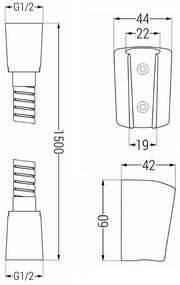 Mexen příslušenství - 1-bodový ruční sprchový set R-62, grafit, 785626052-66