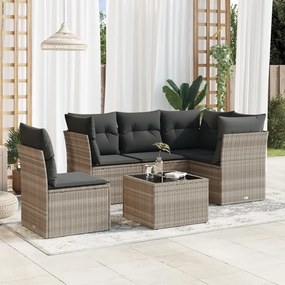 6dílná zahradní sedací souprava a podušky světle šedá polyratan 3249491