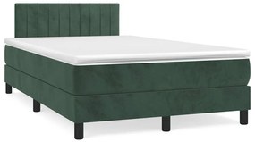 Box spring postel s matrací a LED tmavě zelená 120x190 cm samet 3270168