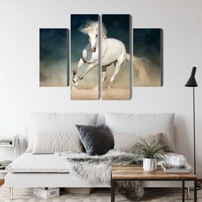 Vícedílný obraz Bílý Kůň Ve Cvalu Nedostatek Nedostatek Plátno Canvas 200x150