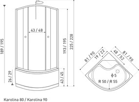 MEGA AKCE dnes - Sprchový box  KAROLINA white 90x90