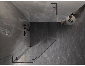 Mexen Lunar, L pětiúhelníkový sprchový kout naklápěcí doleva 80 x 100 cm, 8mm čiré sklo, grafitový profil, 831L-080L-100P-95-00-L