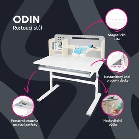 Rostoucí psací stůl, šedá/bílá, ODIN