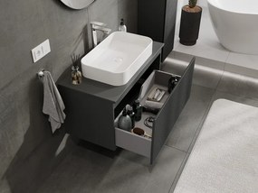 Mexen Rivel, koupelnová skříňka 90 cm, 1 zásuvka, drážkovaná, grafitová matná, 91A20-09047-1-BF66