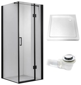 BPS-koupelny Čtvercový sprchový kout HYD-SK1390A 80x80 černá/transparent + vanička HYD-SSV-SXL02A bílá