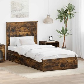Postel s úložným prostorem se zásuvkou Kouřový dub 75 x 190 cm 3409951