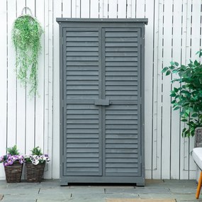 Dřevěná kůlna Outsunny 0,31 m² 87x46,5x160 cm - Dřevěný skříň pro venkovní použití s 2 dveřmi a 2 vnitřními policemi na terasu
