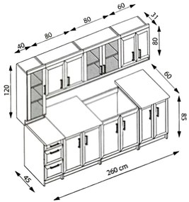 Kuchyňská linka MARGARET 3 260 Halmar