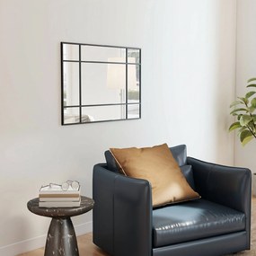 HOMCOM Obdélníkové nástěnné zrcadlo 90x60 cm s kovovým rámem - Dekorativní zrcadlo do obývacího pokoje, ložnice a předsíně