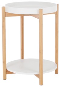 Vikio Příruční stolek s odnímatelnou tácem, bílá / přírodní, KABRA