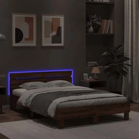 Rám postele s čelem a LED osvětlením hnědý dub 120 x 190 cm 3207580